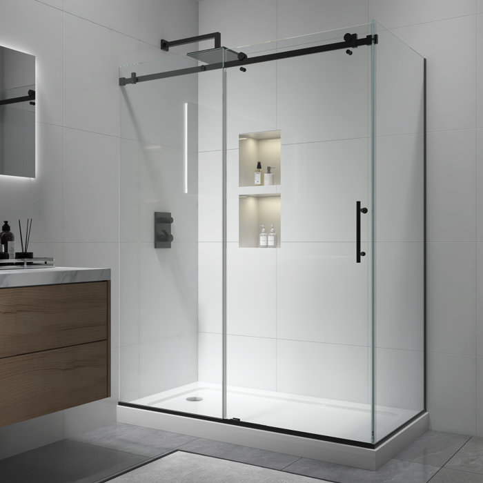 Borealis Julien 60" W X 34" D X 76" H Frameless Rectangle Sliding Shower Enclosure & Reviews ...